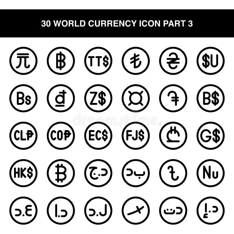 World Currency Icon Set Part 3. Line Style Icon Stock Vector ...