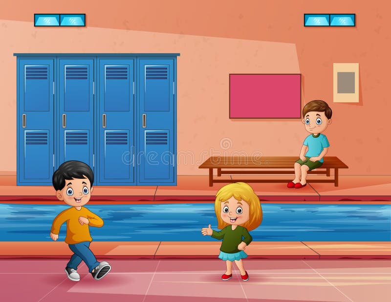 Illustration of the Children in an Indoor Swimming Pool Stock Vector ...