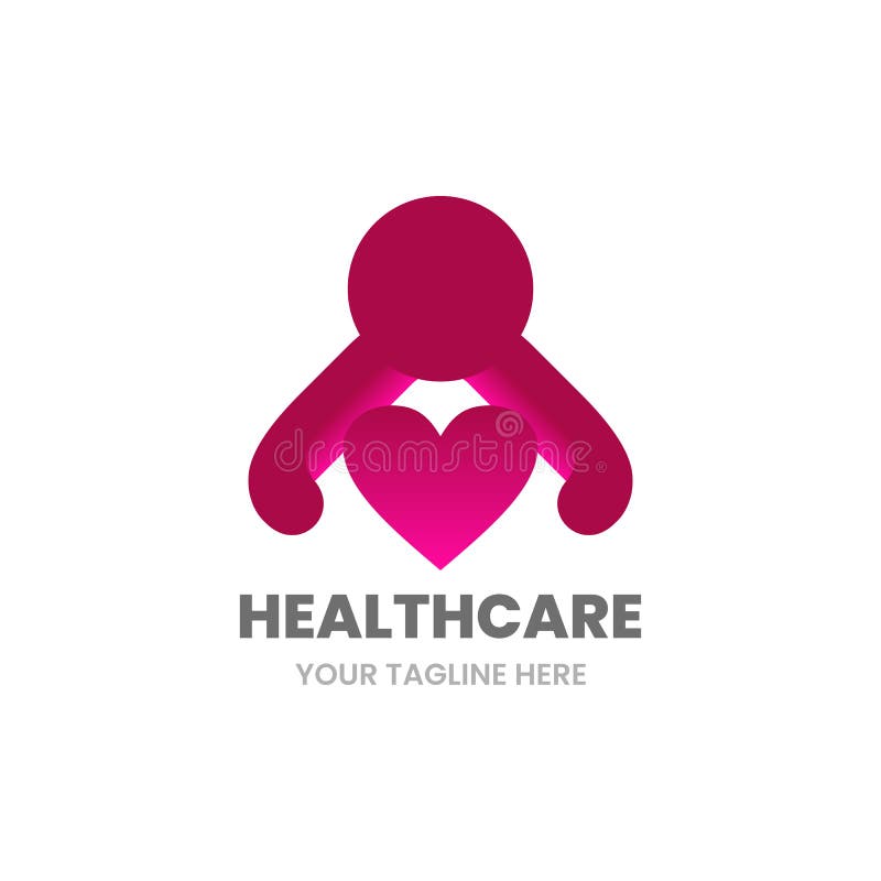 Health Care Logo Design Template. Abstract Man Hugs a Heart Stock ...