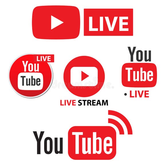 YouTube Live Stream Flat Icon Set Vector Illustration Editorial Stock ...