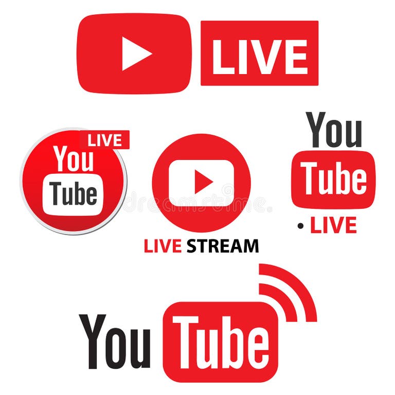 YouTube Live Stream Flat Icon Set Vector Illustration Editorial Stock ...
