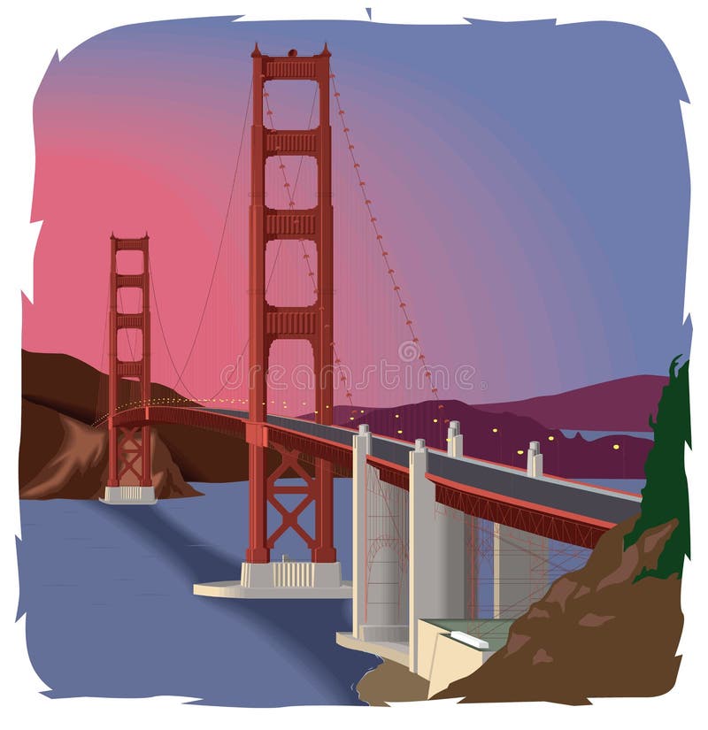 San Francisco Golden Bridge Cartoon Stock Illustrations – 130 San ...