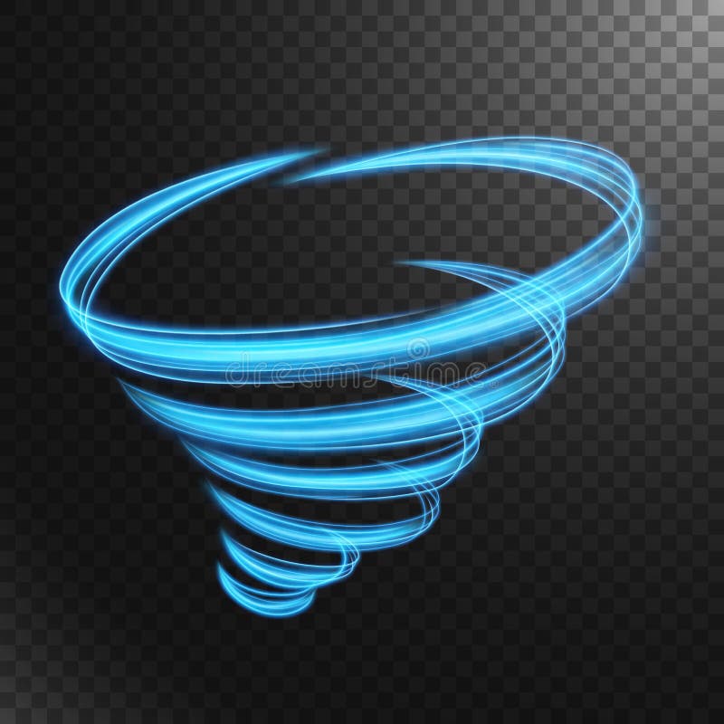 Abstract Blue Tornado Line of Light with a Transparent Background ...