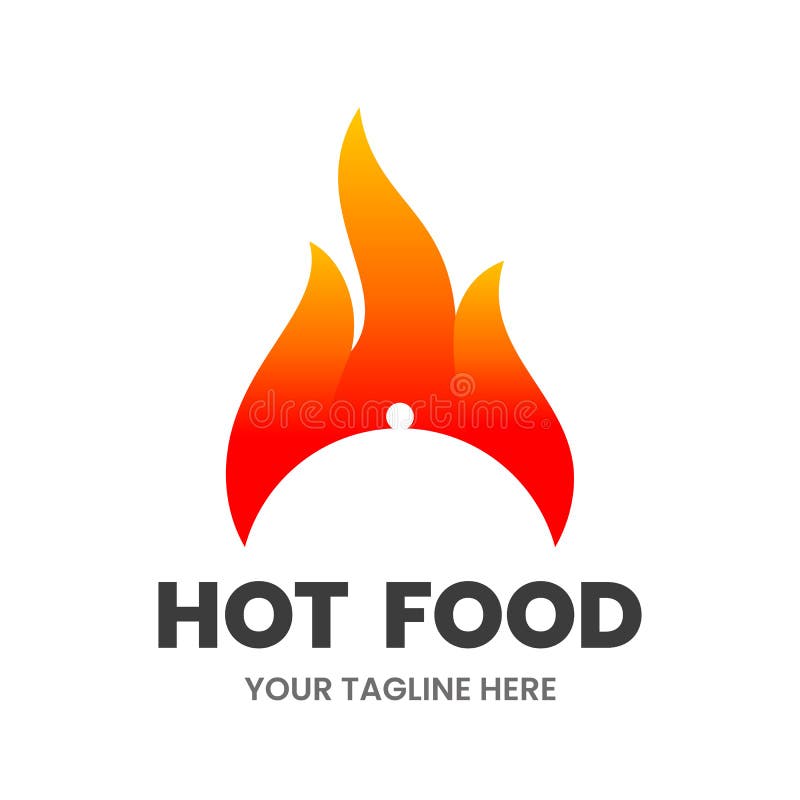 Hot Food Logo Design Template. Hot Flame with a Silver Platter Stock ...