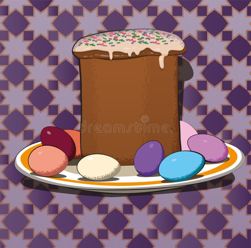 Easter, Paska with Painted Eggs, Easter Still Life. Vector. Stock ...