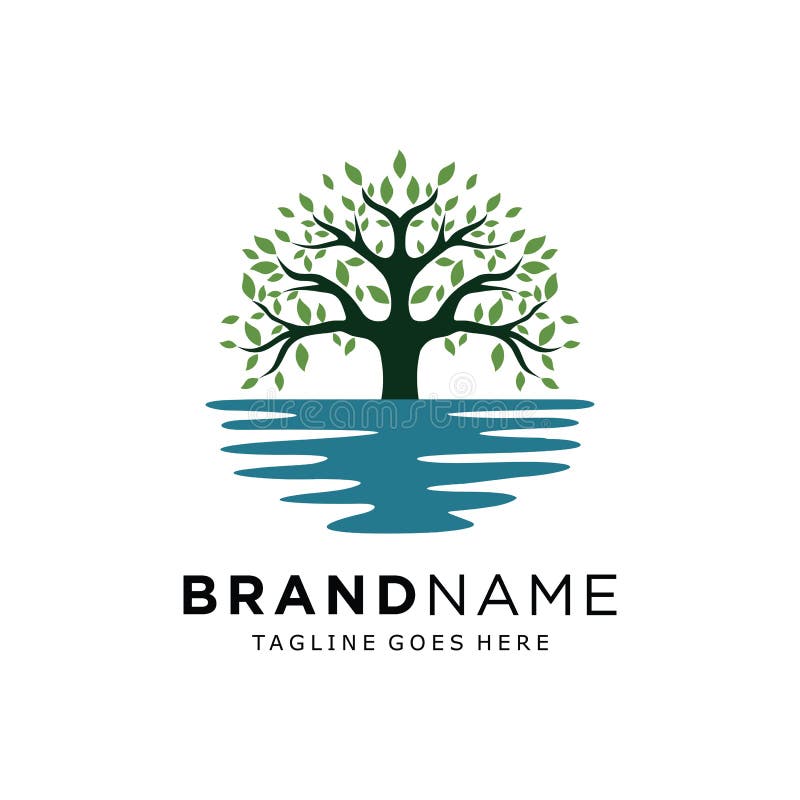 Tree Lake Logo Icon, River Tree Logo Stock Vector - Illustration of ...
