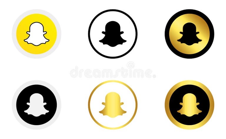 Collection of Coloured and Gold Snapchat Logo Icon Editorial Stock ...