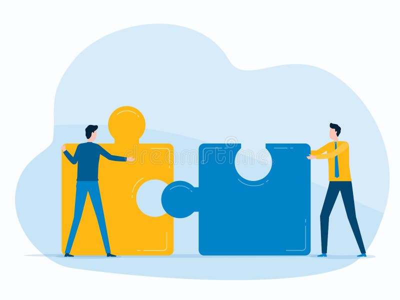 Flat Vector Illustration Two Business Team Working Collaboration and ...