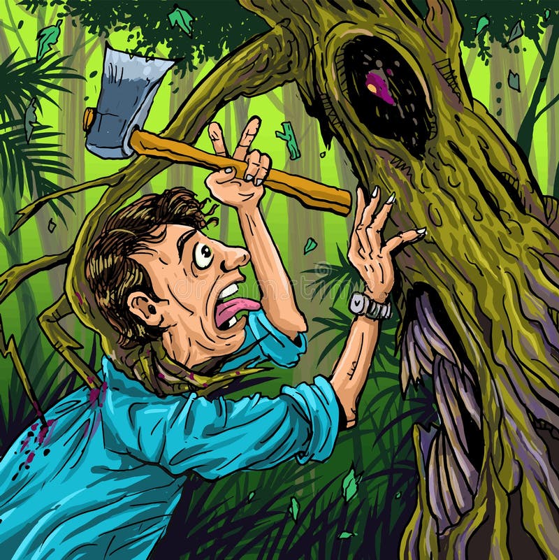 Wood cutter the ghost tree stock vector. Illustration of forest - 228697092