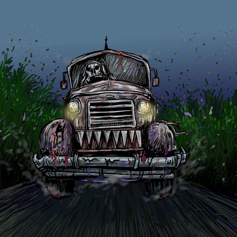 Ghost driving in the truck stock vector. Illustration of poster - 228697133