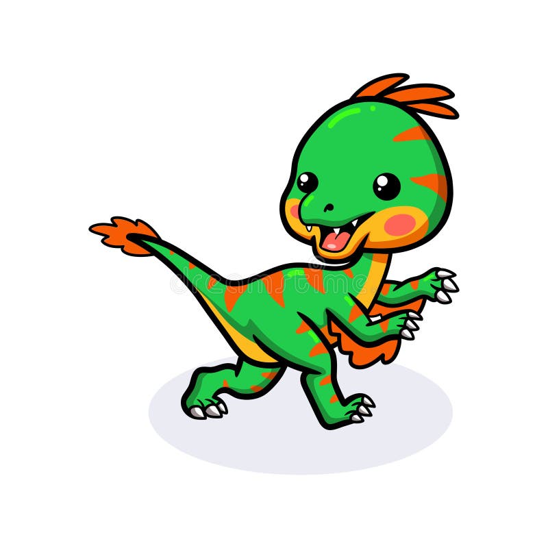 Cute Little Oviraptor Dinosaur Cartoon Running Stock Vector ...