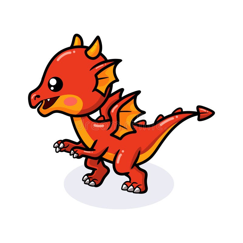 Cute Red Little Dragon Cartoon Stock Vector - Illustration of legend ...