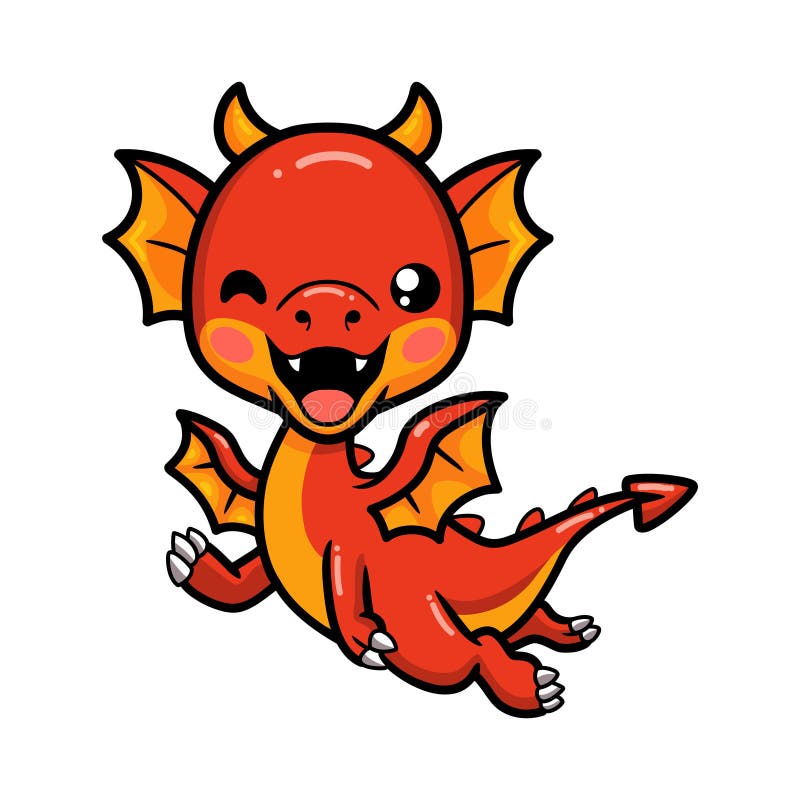 Cute Red Little Dragon Cartoon Stock Vector - Illustration of forest ...
