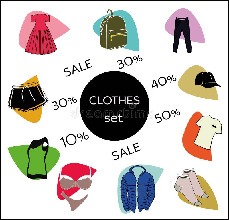 Sale of Clothes in the Store at Low Prices Stock Vector - Illustration ...