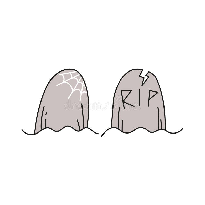 Halloween Concept. Hand Drawn Doodle Element for Halloween. Two Graves ...