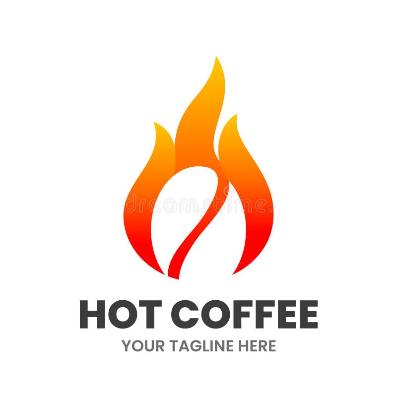 Hot Coffee Logo Design Template. Coffee Bean and Fire Stock Vector ...
