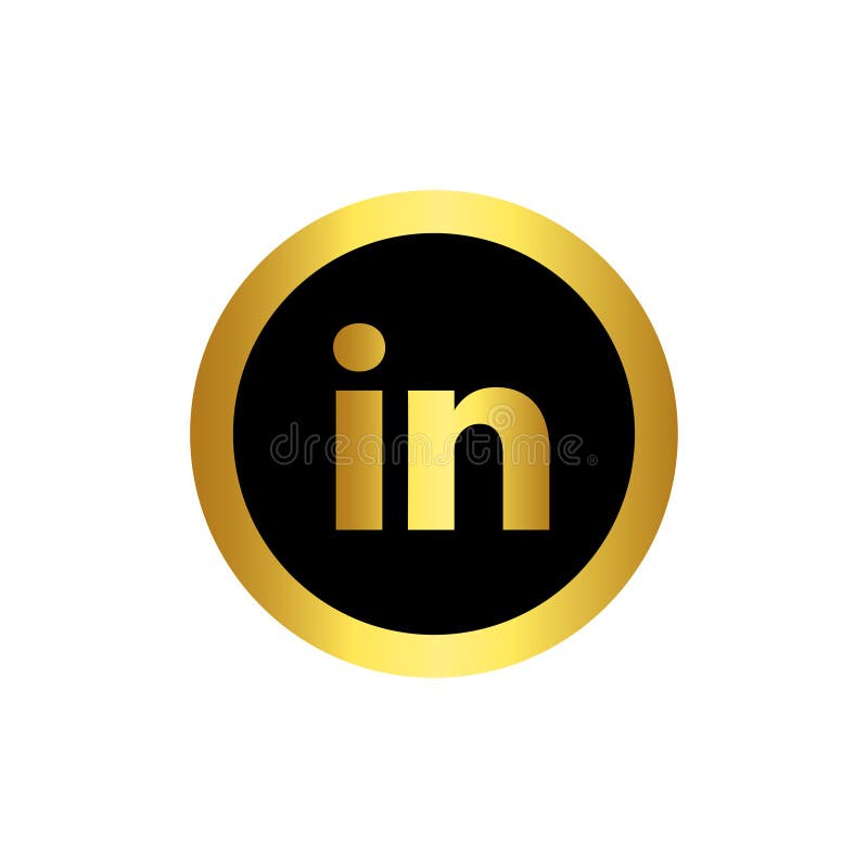 Rounded Gold Linkedin Logo Icon Editorial Photo - Illustration of media ...