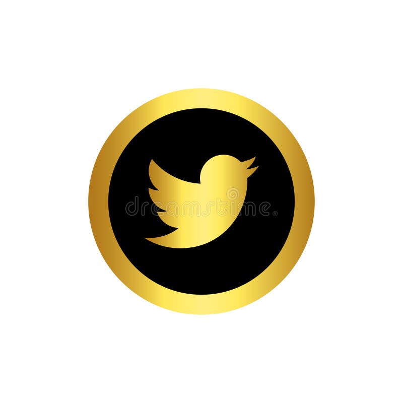 Gold Rounded Twitter Logo Icon Editorial Stock Photo - Illustration of ...