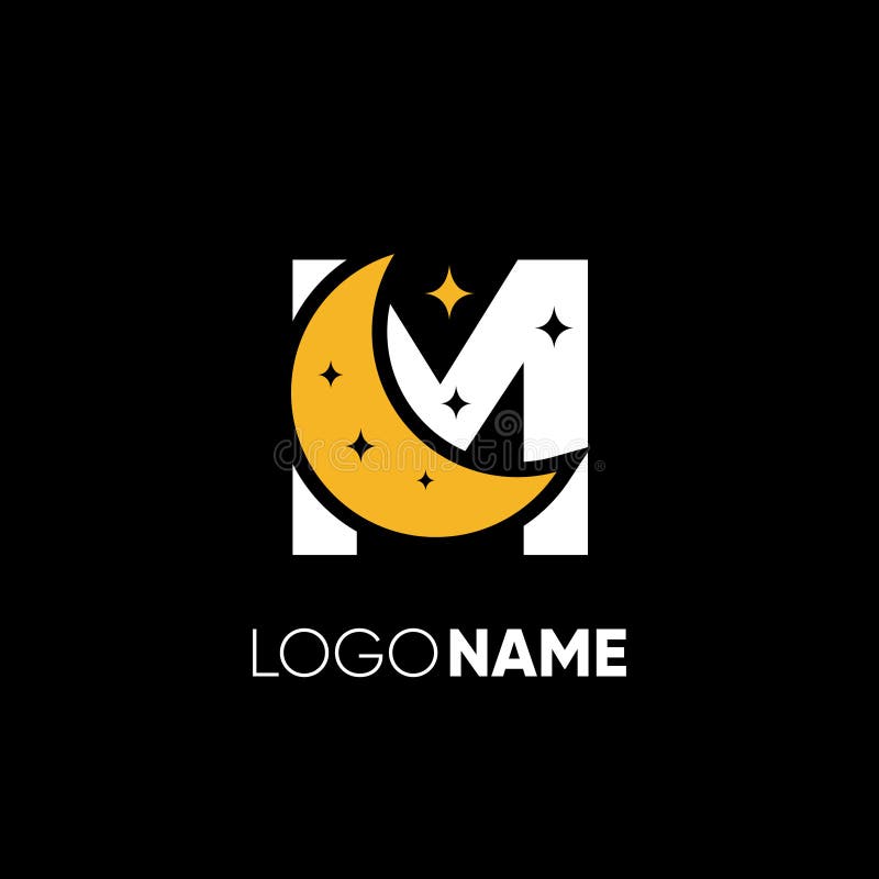 Letter M Initial Moon Logo Design Vector Icon Graphic Illustration ...