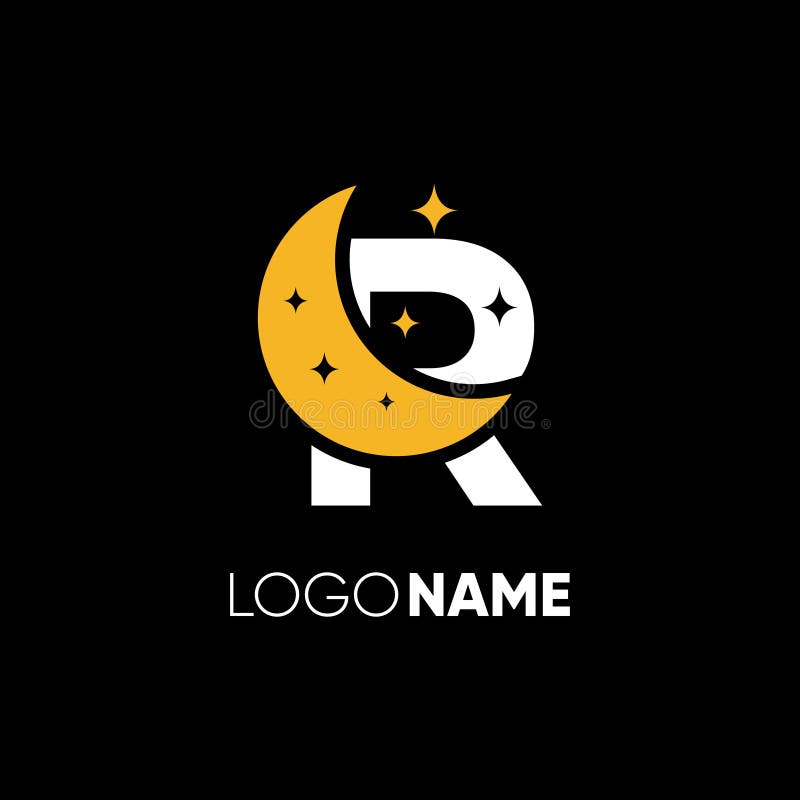 Letter R Initial Moon Logo Design Vector Icon Graphic Illustration ...