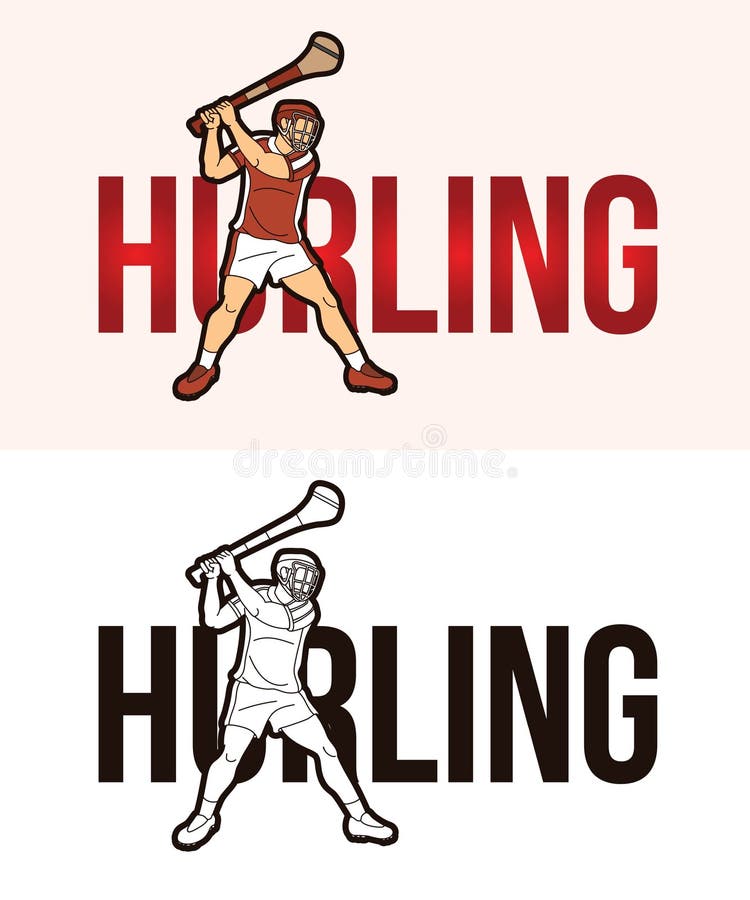 Hurling Text with Sport Player Graphic Vector Stock Vector ...