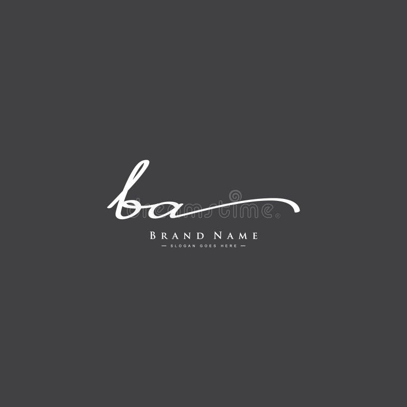 Initial Letter BA Logo - Handwritten Signature Logo for Alphabet B and ...