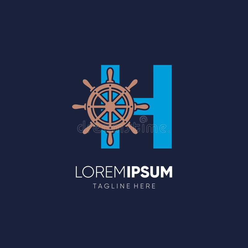 Letter H Ship Steering Wheel Logo Design Vector Icon Graphic Emblem ...