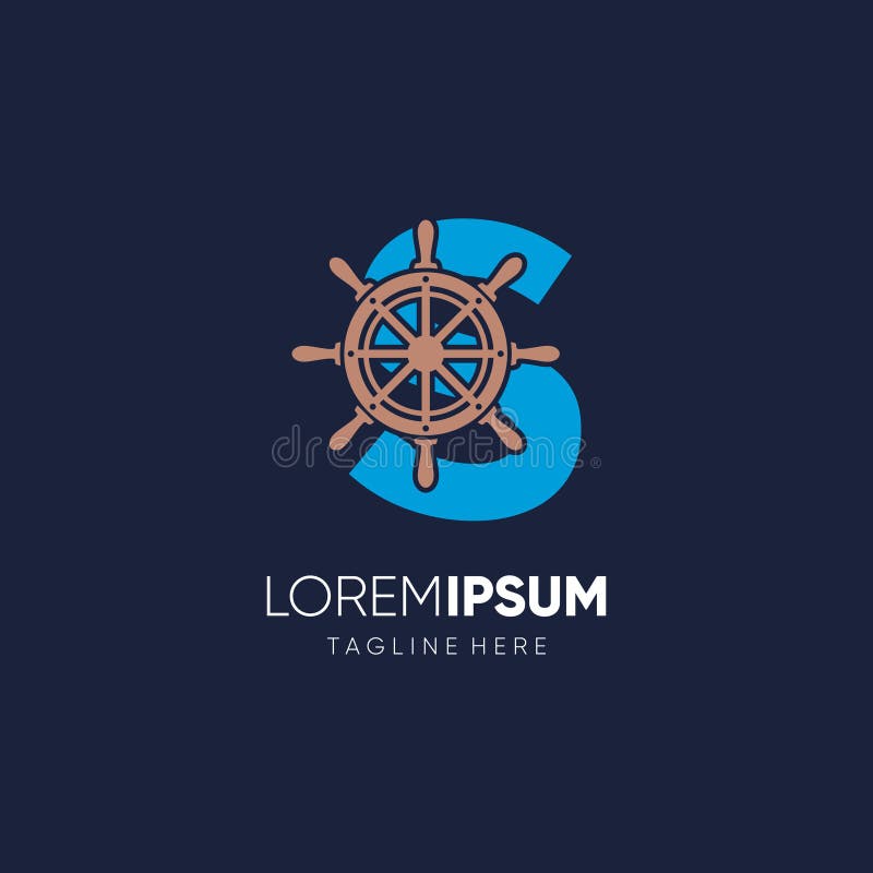 Letter S Ship Steering Wheel Logo Design Vector Icon Graphic Emblem ...