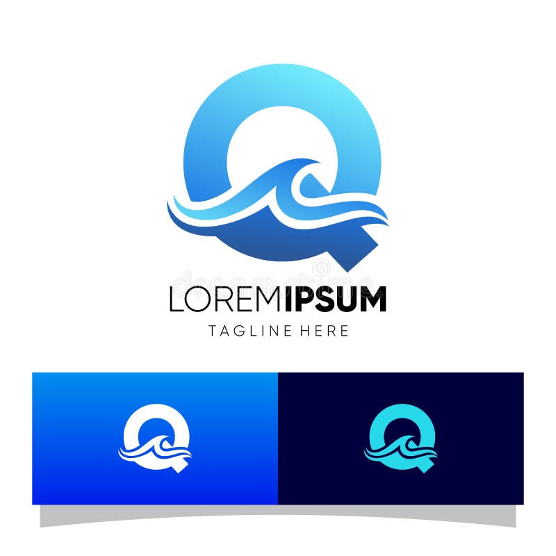 Letter Q Water Wave Logo Design Vector Icon Graphic Emblem Illustration ...