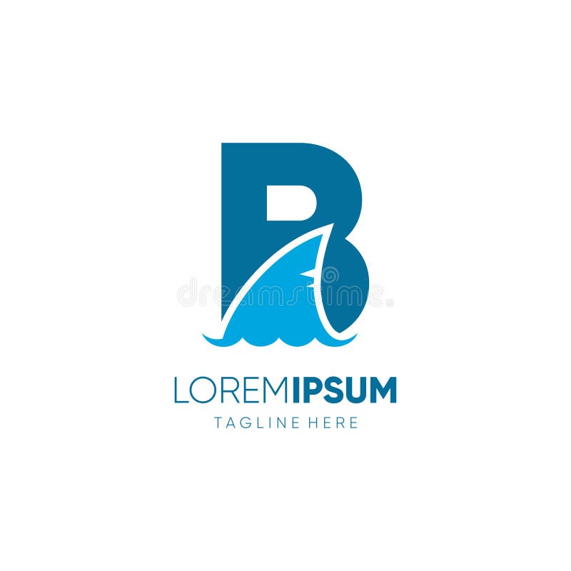 Letter B Shark Fin Logo Design Vector Icon Graphic Emblem Illustration ...