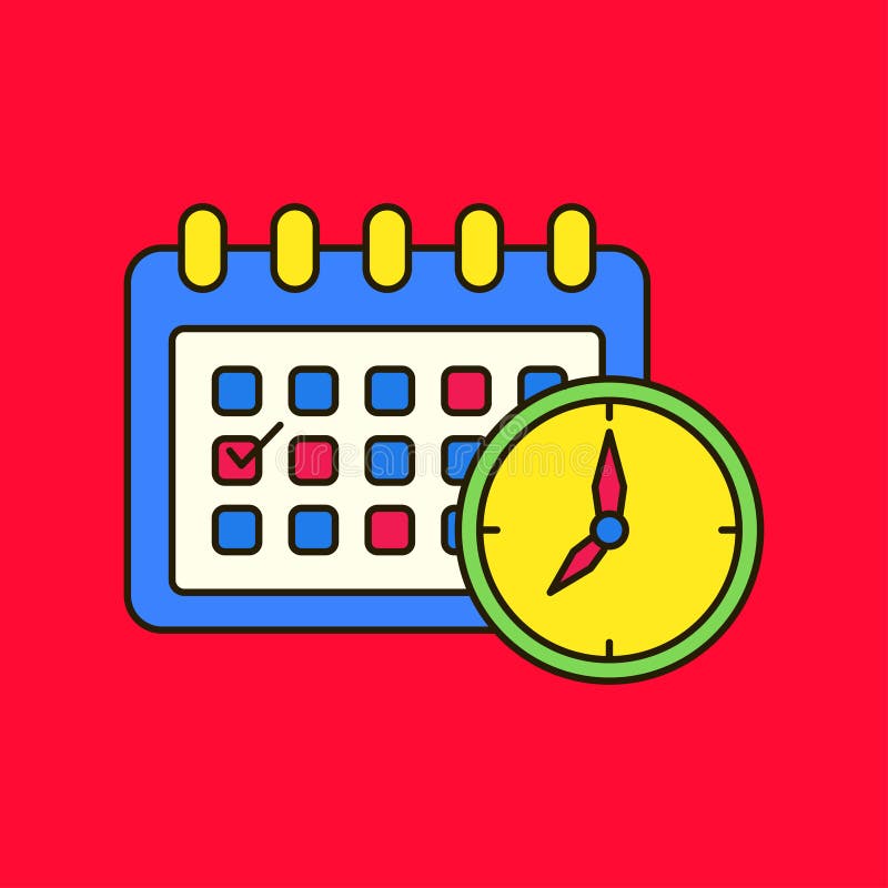 Schedule Icon in Linear Color Style Isolated on Red Background Stock ...