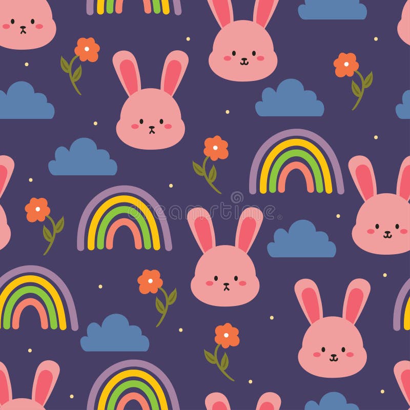 Seamless Pattern with Cute Cartoon Bunny for Fabric Print, Textile ...