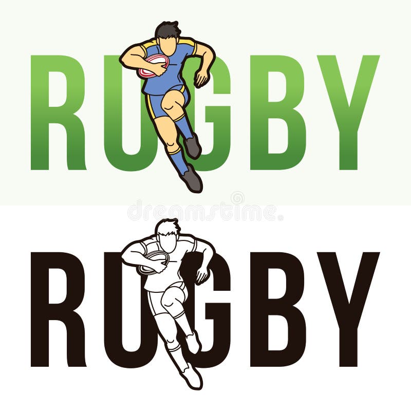 Rugby Text with Sport Player Graphic Vector Stock Vector - Illustration ...