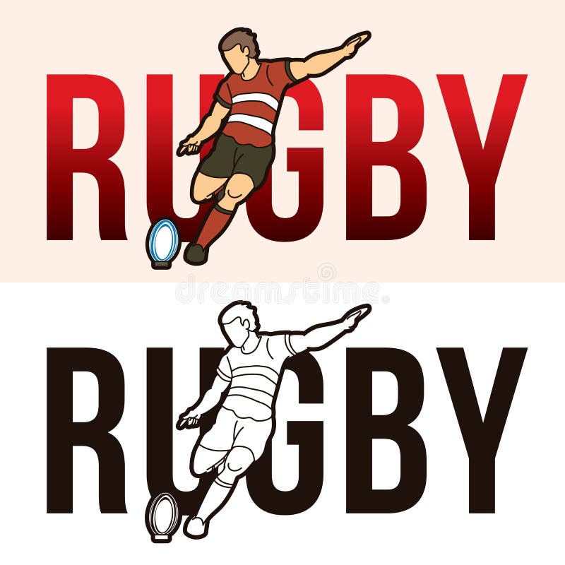 Rugby Text with Sport Player Graphic Vector Stock Vector - Illustration ...