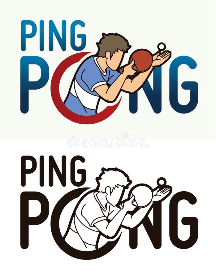 Ping Pong or Table Tennis Text with Sport Player Graphic Vector Stock ...