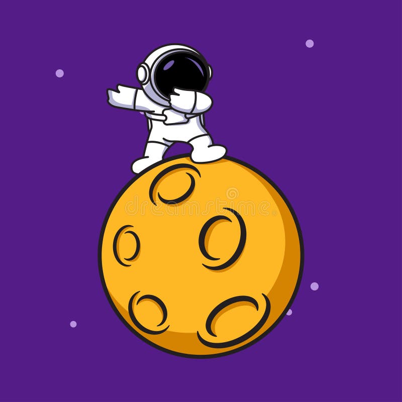 Cartoon Astronaut Hugging the Blue Tere Losari Moon. Stock Vector ...