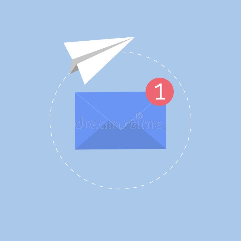 The Concept of a Mail Message, SMS. Paper Airplane and Postal Envelope ...