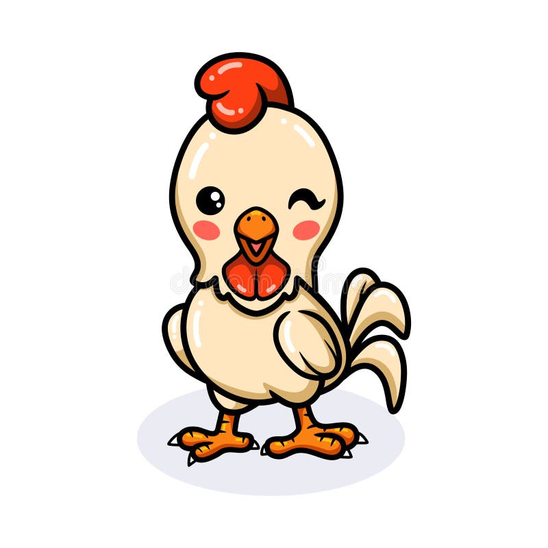 Cute Little Rooster Cartoon Winking Eye Stock Vector - Illustration of ...