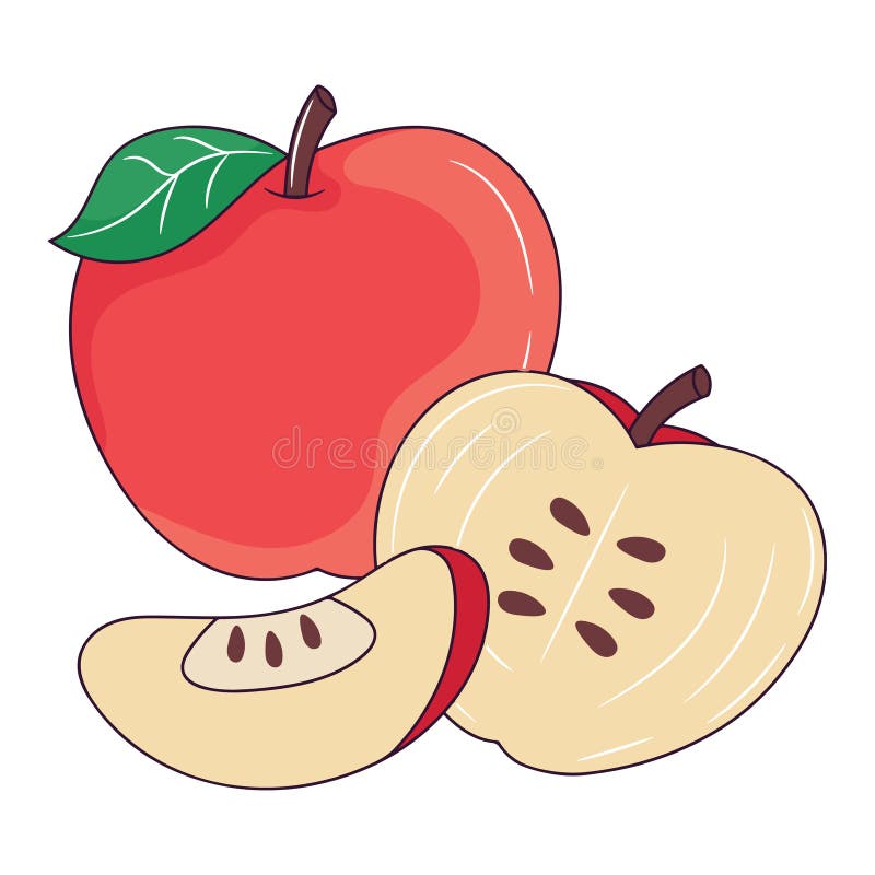 Apple Vector Illustration, Colored Linear Style Stock Vector ...