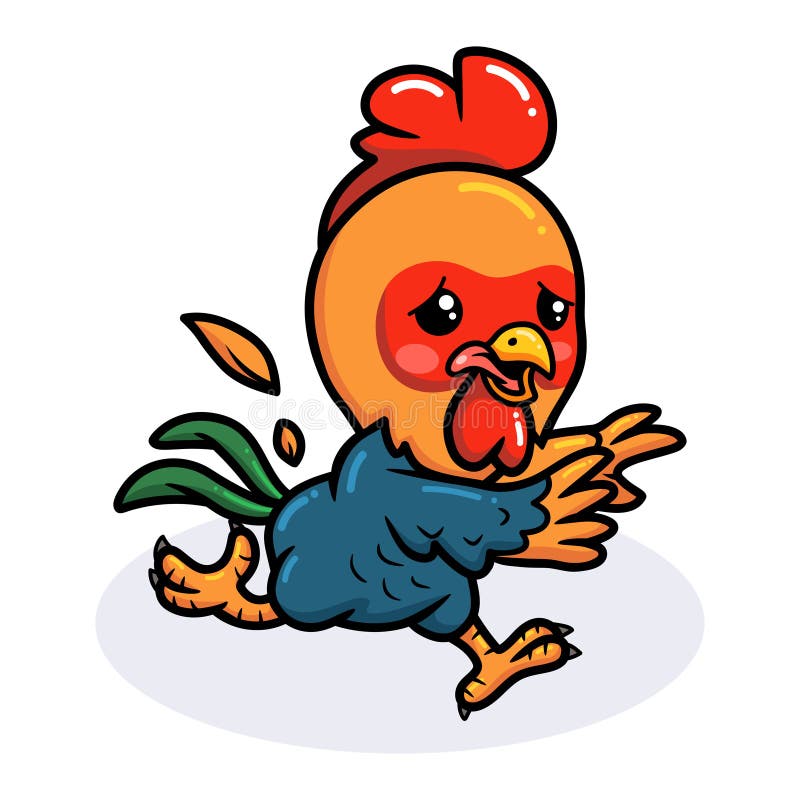 Cute Little Rooster Cartoon Running Stock Vector - Illustration of flat ...