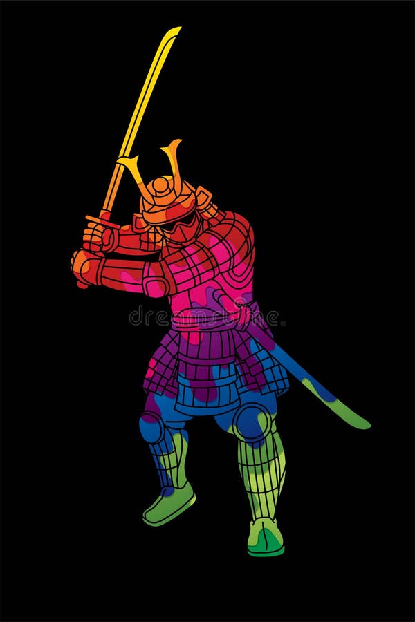 Samurai Warrior or Ronin Japanese Fighter Action with Armor and Weapon ...