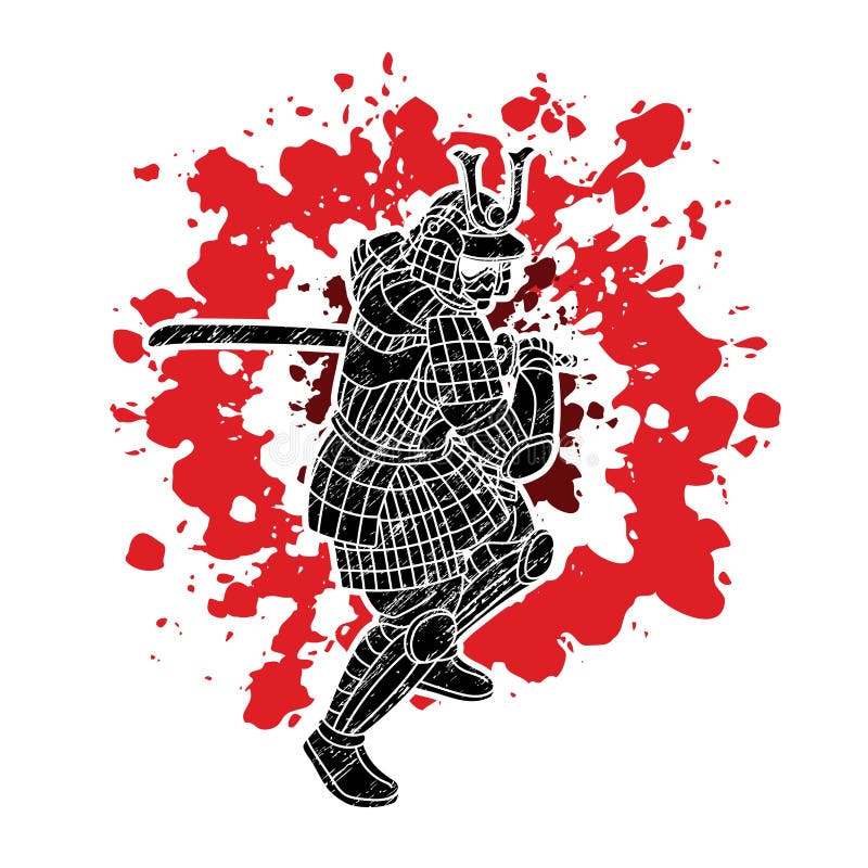 Samurai Warrior or Ronin Japanese Fighter Action with Armor and Weapon ...