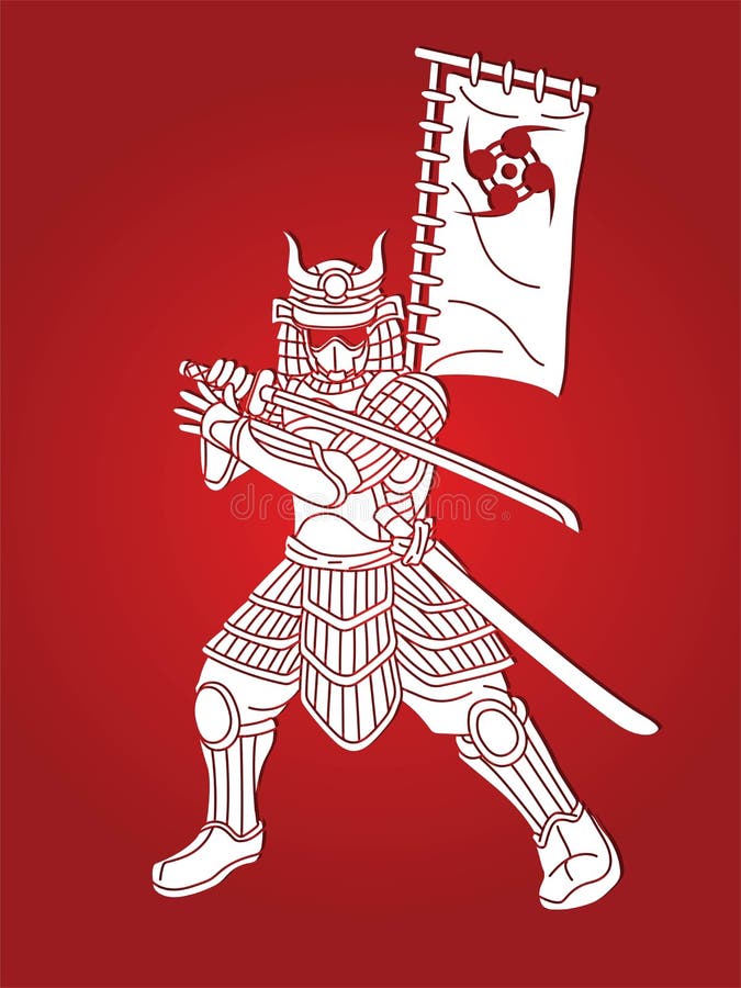 Samurai Warrior or Ronin Japanese Fighter Action with Armor and Weapon ...