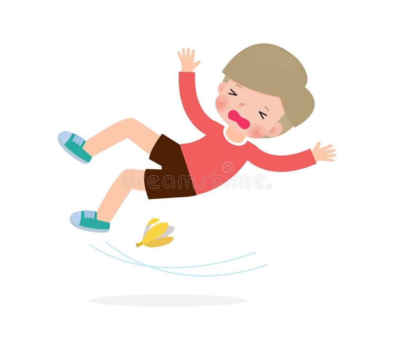 Boy Slipping on Clean Slippery Floor Vector Illustration. Cartoon ...