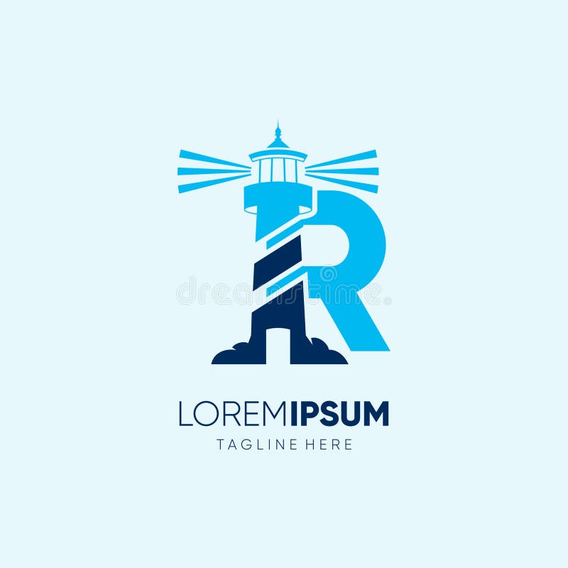 Letter R Lighthouse Logo Design Vector Icon Graphic Emblem Illustration ...
