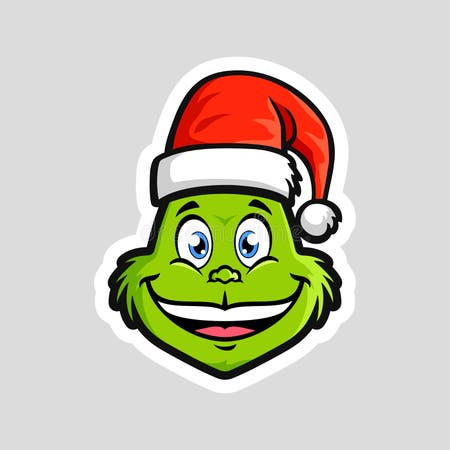 Grinch Christmas Emoticon Beaming with Smiling Face Sticker Editorial ...