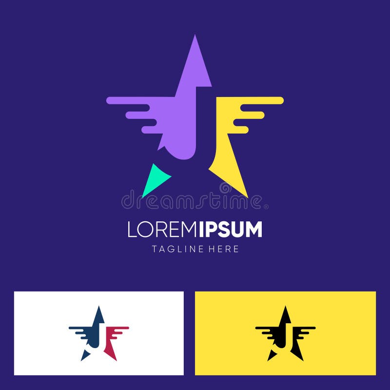 Letter J Star or with Wing Logo Design Vector Icon Graphic Emblem ...