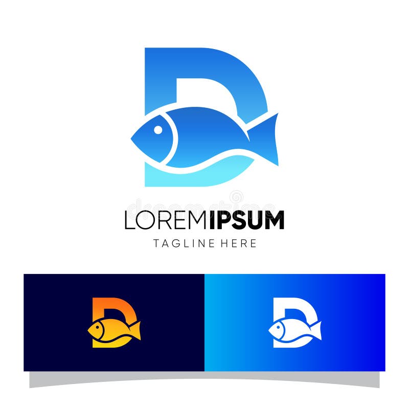 Letter D Initial Fish Logo Design Vector Icon Graphic Emblem ...