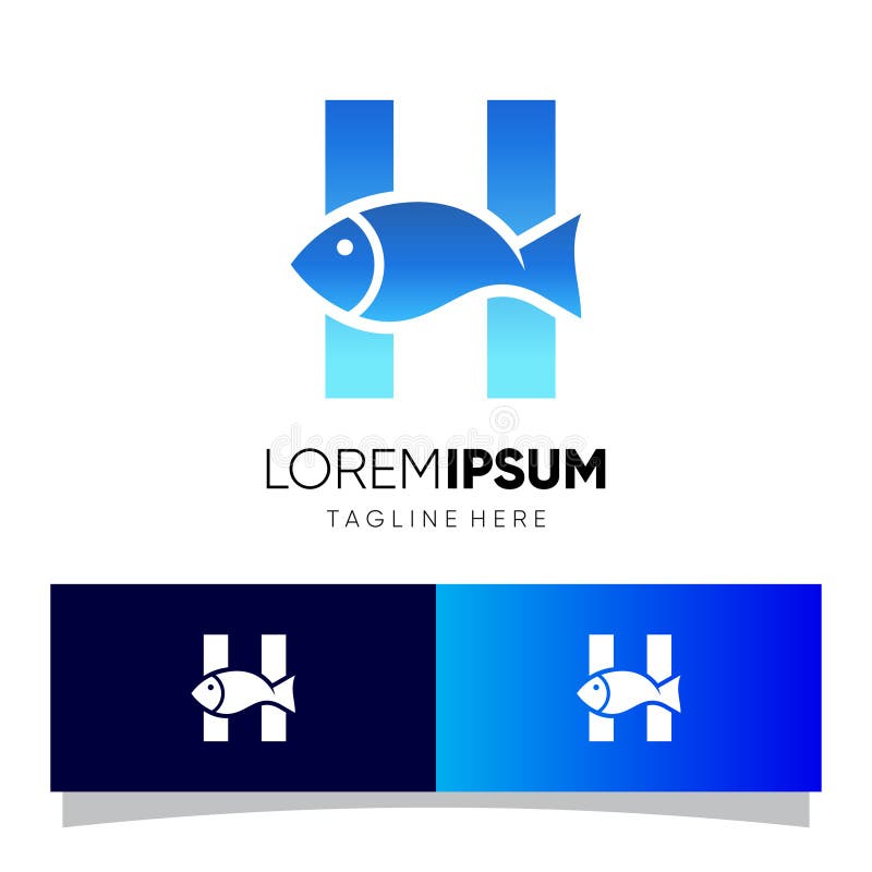 Letter H Initial Fish Logo Design Vector Icon Graphic Emblem ...