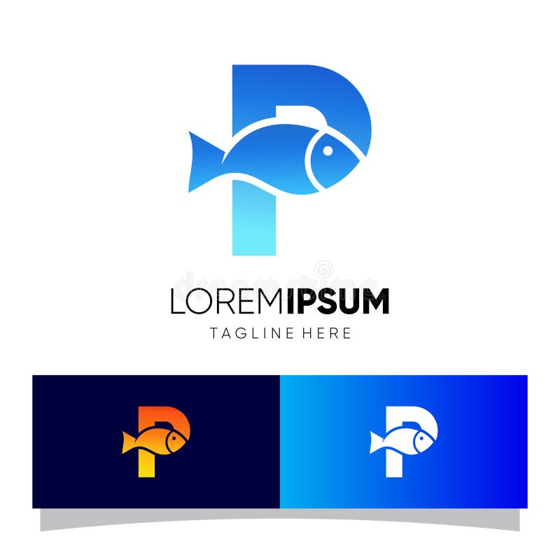 Letter P Initial Fish Logo Design Vector Icon Graphic Emblem ...